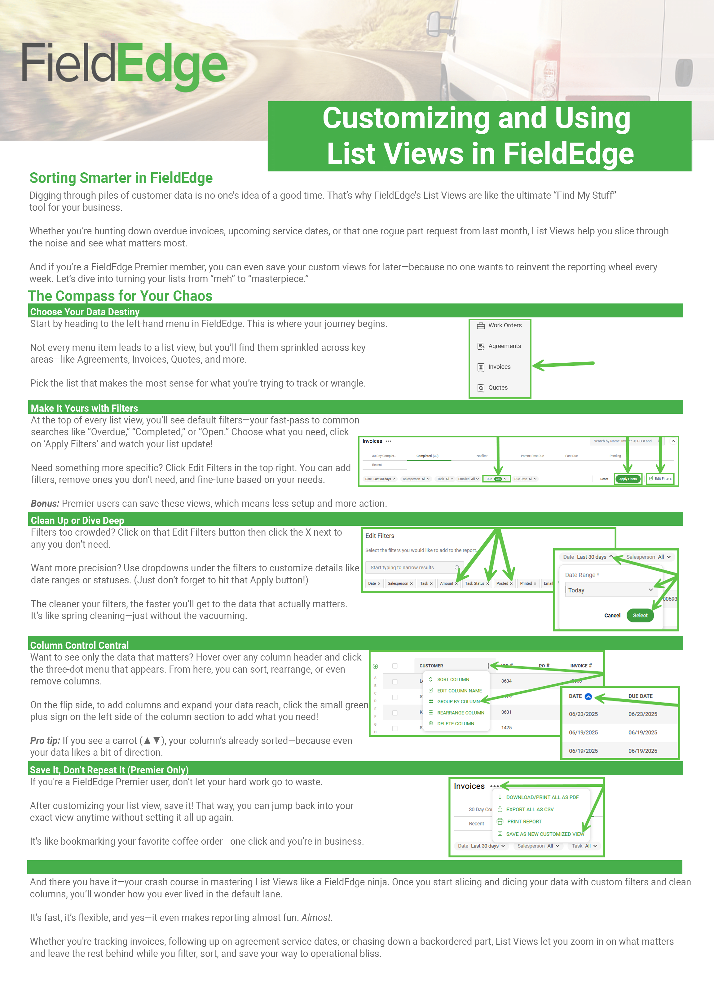 Common FieldEdge Practices (Cheat Sheet)
